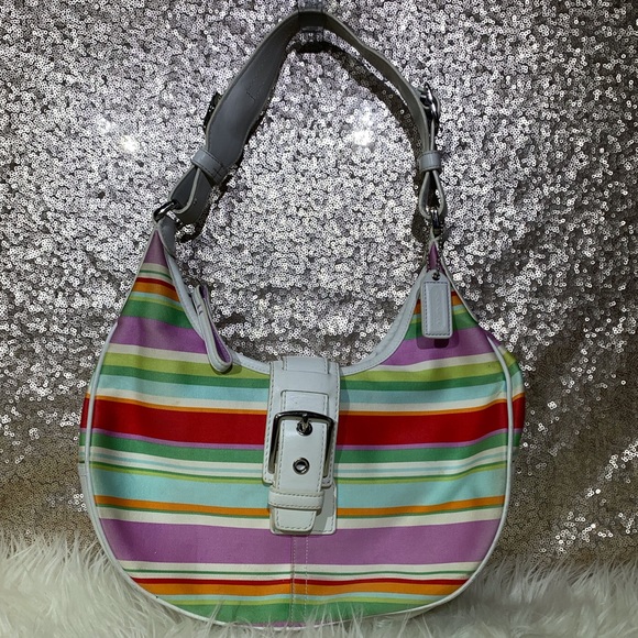 Coach | Bags | Coach Hampton Multicolor Striped Hobo Bag | Poshmark